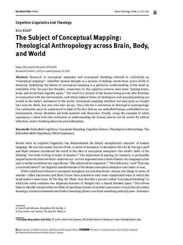 (PDF) The Subject of Conceptual Mapping: Theological Anthropology ...