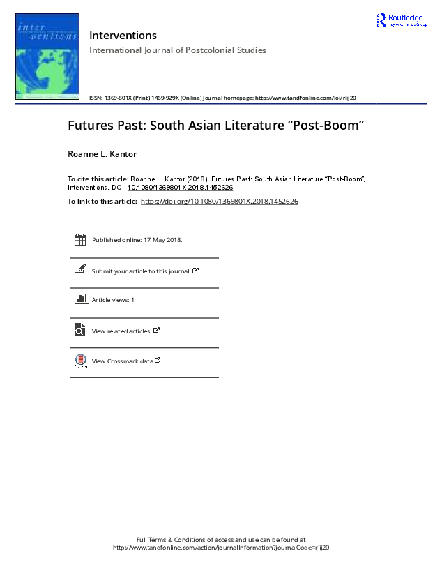 (PDF) Futures Past: South Asian Literature " Post-Boom