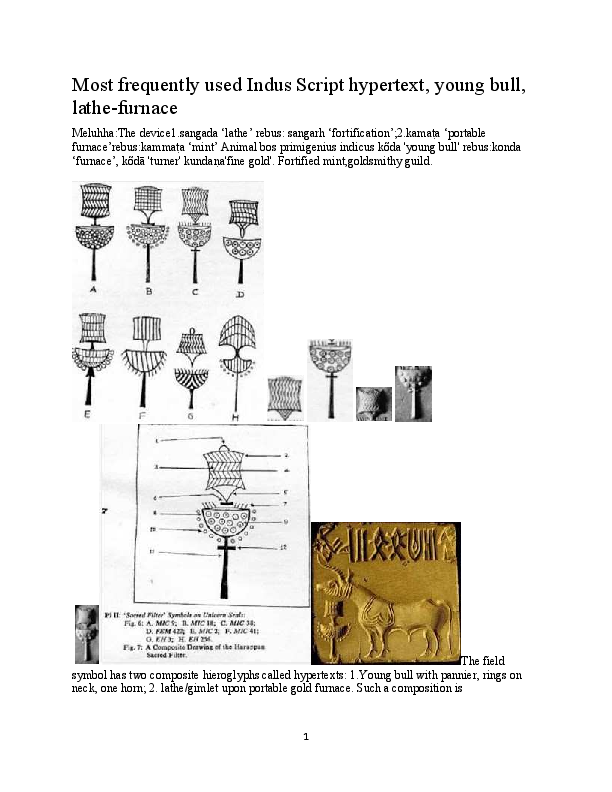 (PDF) Most frequently used Indus Script hypertext, young bull, lathe ...