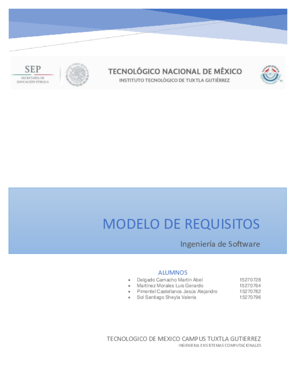 (PDF) MODELO DE REQUISITOS Ingeniería de Software