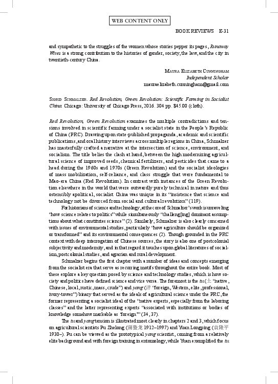 (PDF) Book Review of Red Revolution, Green Revolution: Scientific ...