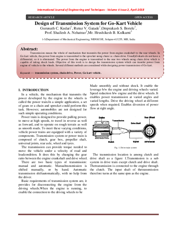 (PDF) Design of Transmission System for Go-Kart Vehicle