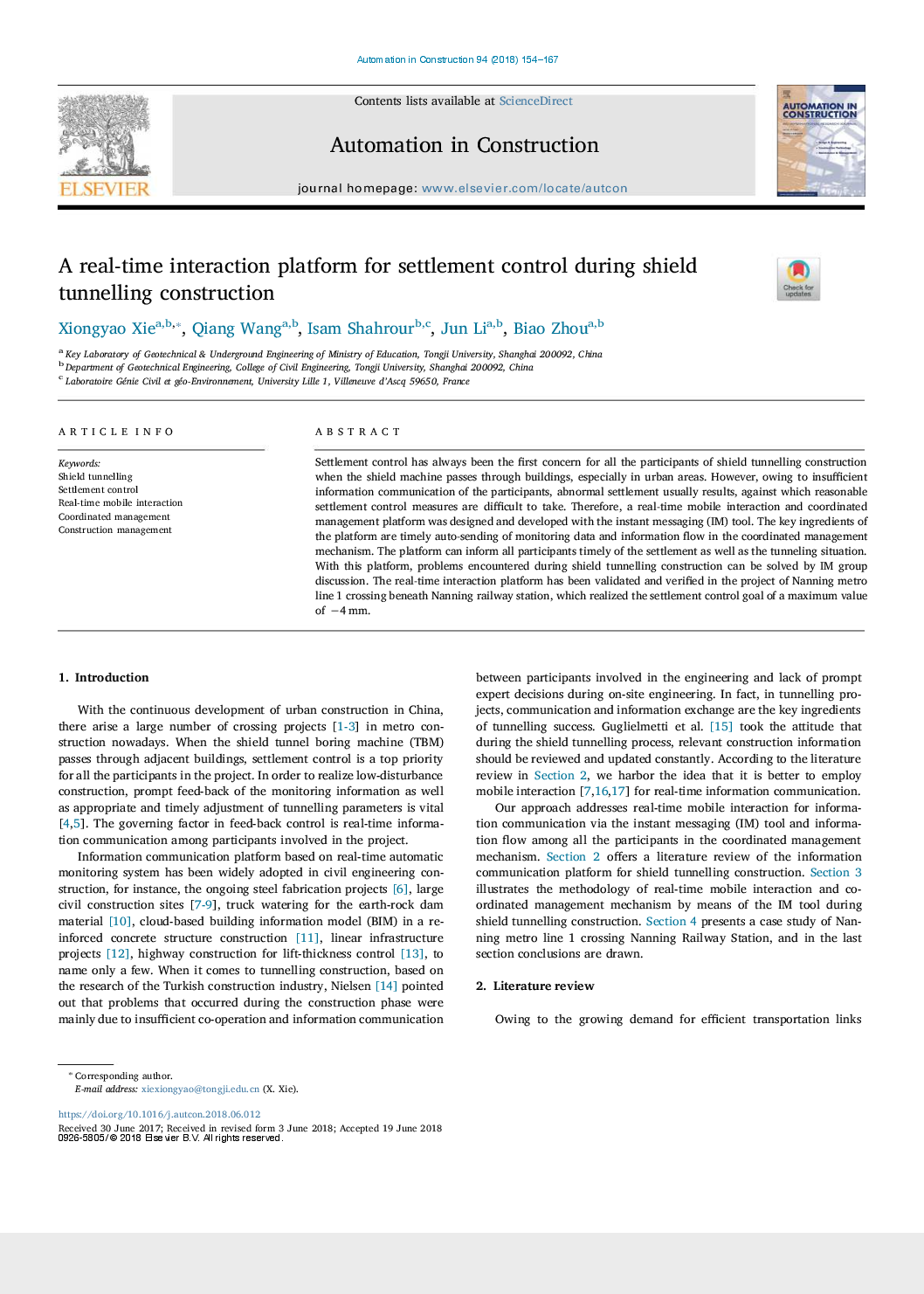 (PDF) A real-time interaction platform for settlement control during ...