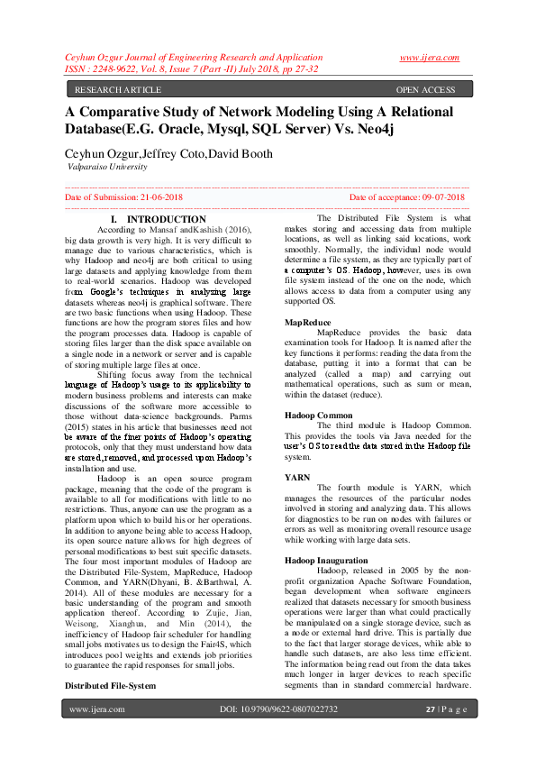 (PDF) A Comparative Study of Network Modeling Using A Relational Database(E.G. Oracle, Mysql ...