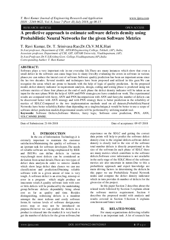 (PDF) A predictive approach to estimate software defects density using Probabilistic Neural ...