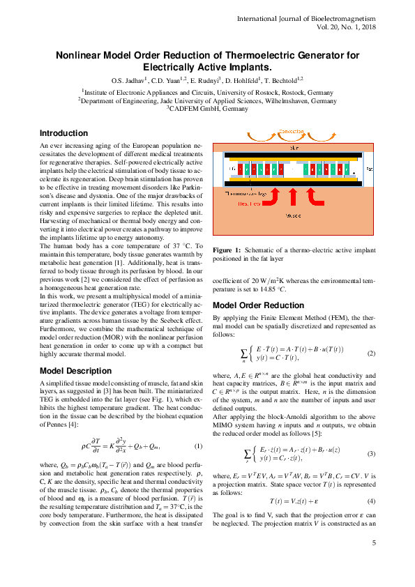 Pdf Nonlinear Model Order Reduction Of Thermoelectric Generator For