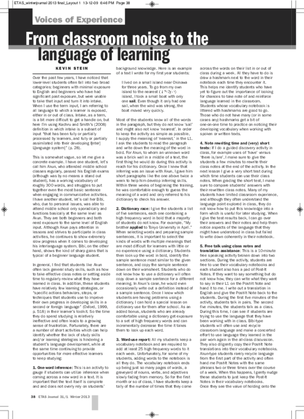 (PDF) From classroom noise to the language of learning