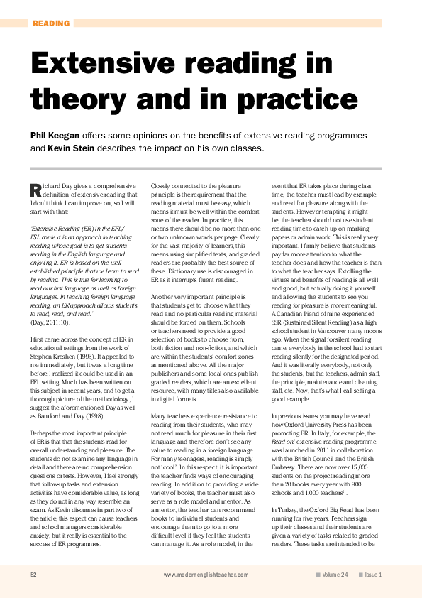 (PDF) Extensive reading in theory and in practice