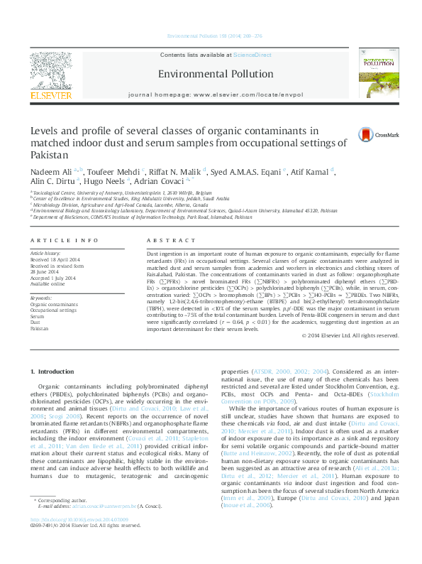 (PDF) Levels and profile of several classes of organic contaminants in ...