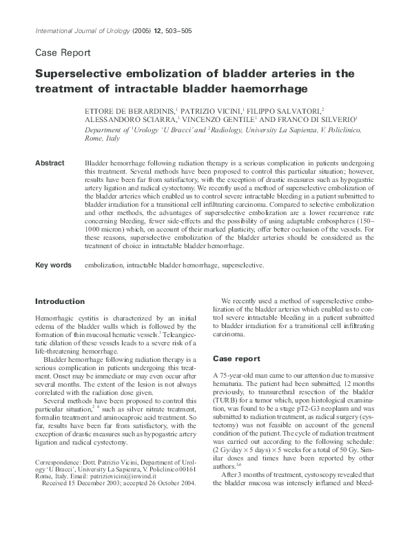 (PDF) Superselective embolization of bladder arteries in the treatment ...