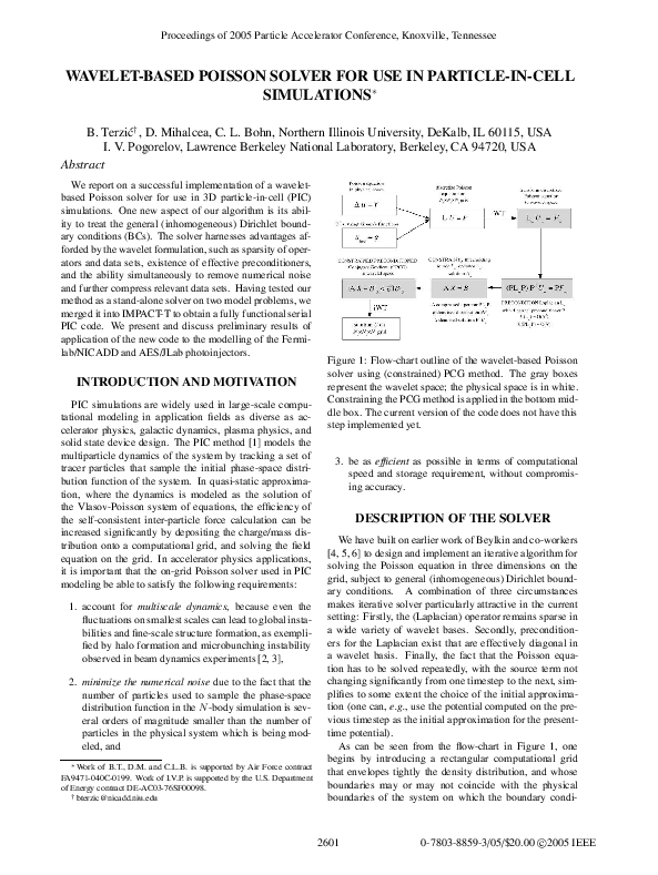 Pdf Wavelet Based Poisson Solver For Use In Particle In Cell Simulations