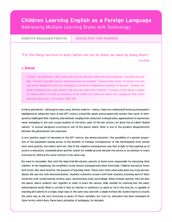 (PDF) Children Learning English as a Foreign Language