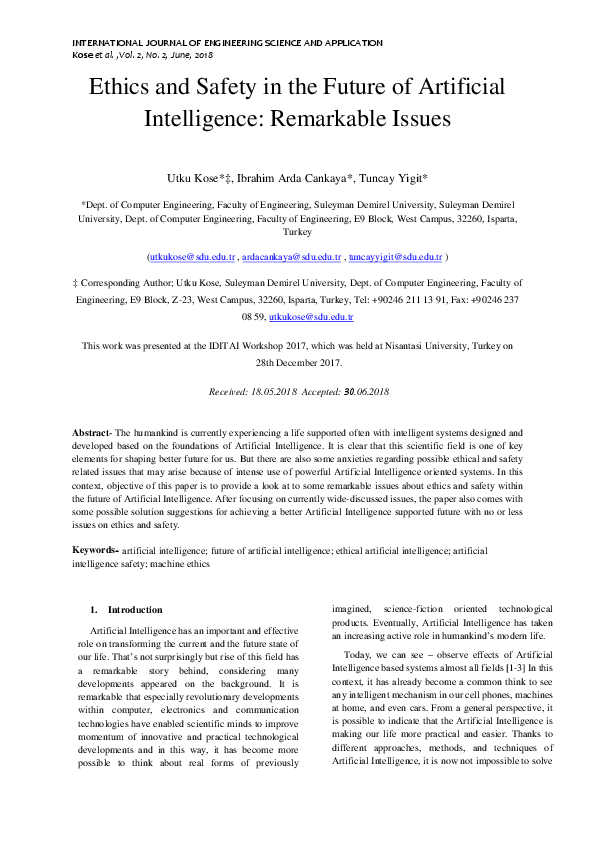 (PDF) Ethics and Safety in the Future of Artificial Intelligence ...