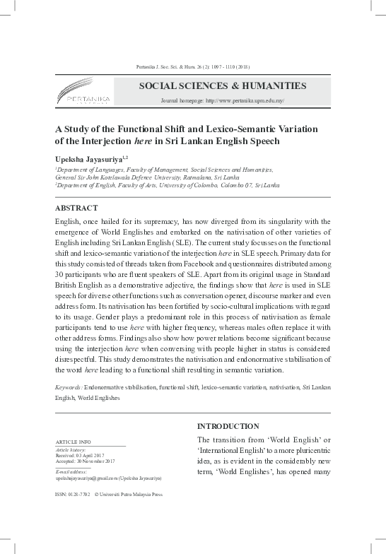 (PDF) A Study of the Functional Shift and Lexico-Semantic Variation of ...