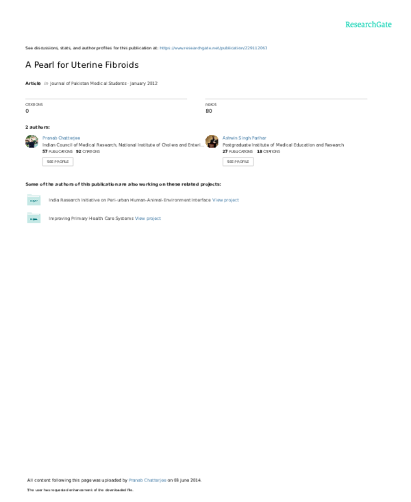 (PDF) A Pearl for Uterine Fibroids | Ashwin Parihar - Academia.edu