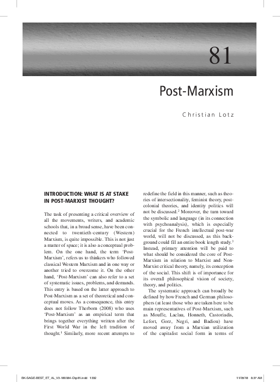 (PDF) Post-Marxism Handbook of Frankfurt School Critical Theory, volume ...