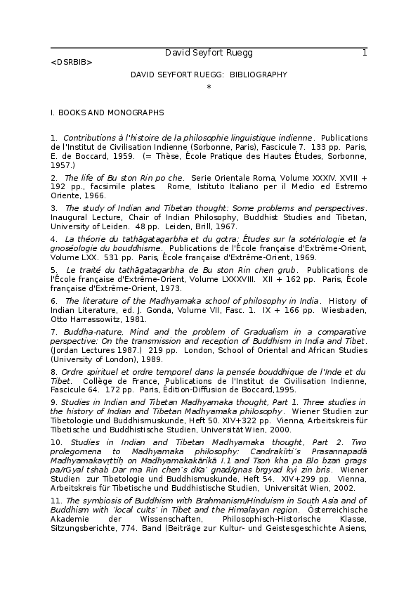 (DOC) David Seyfort Ruegg Bibliography