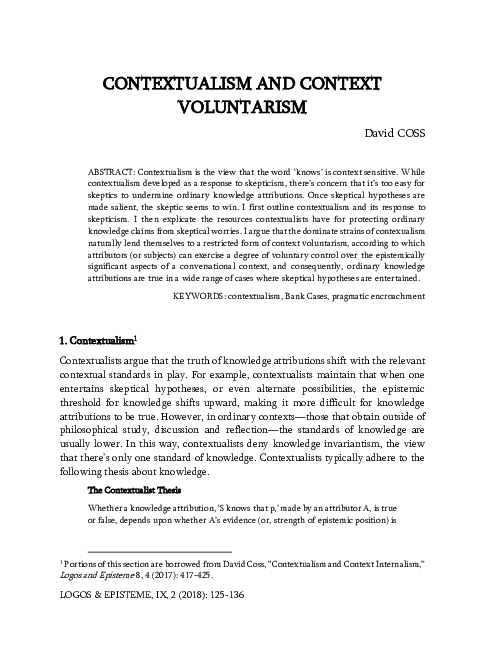 (PDF) CONTEXTUALISM AND CONTEXT VOLUNTARISM