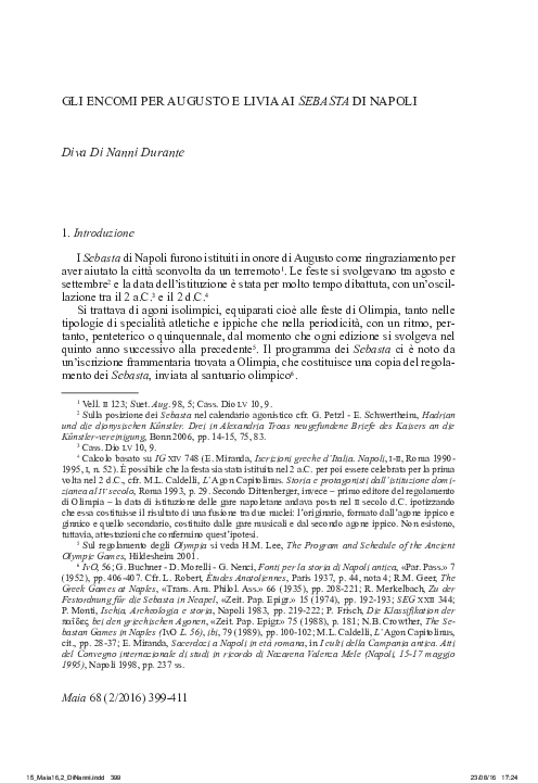 (PDF) D. Di Nanni Durante, Gli encomi per Augusto e Livia ai Sebastà di ...