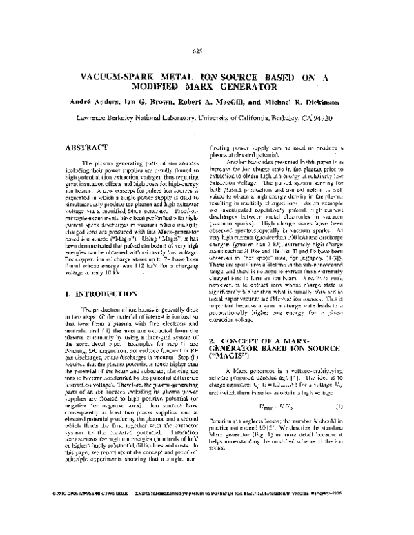(PDF) Vacuum-spark metal ion source based on a modified Marx generator