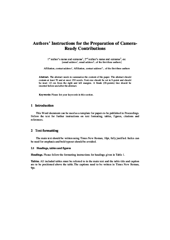 (DOC) Authors' Instructions for the Preparation of Camera- Ready ...