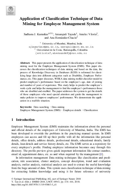 Pdf Application Of Classification Technique Of Data Mining For Employee Management System