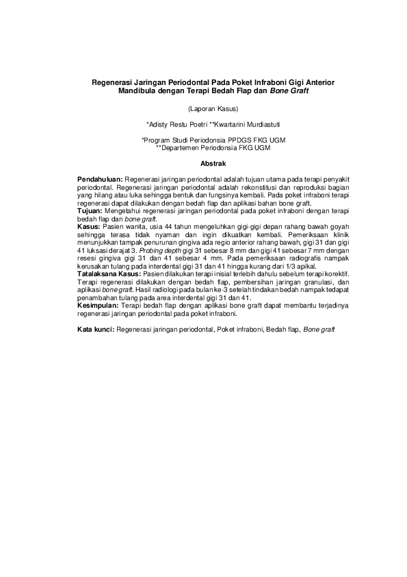 (DOC) Regenerasi Jaringan Periodontal Pada Poket Infraboni Gigi ...