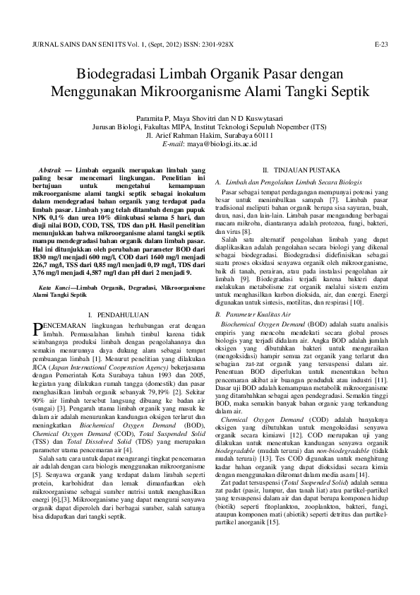 (PDF) Biodegradasi limbah menggunakan tanki septik