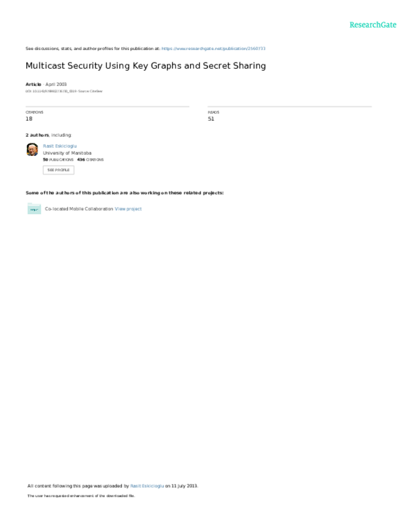 Multicast Security Using Key Graphs And Secret Sharing