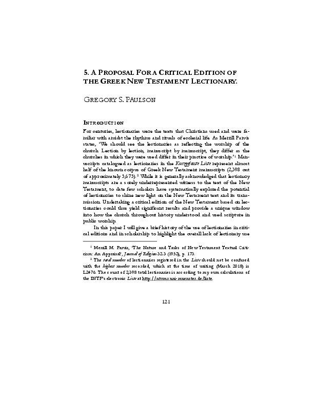 (PDF) A Proposal for a Critical Edition of the Greek New Testament ...