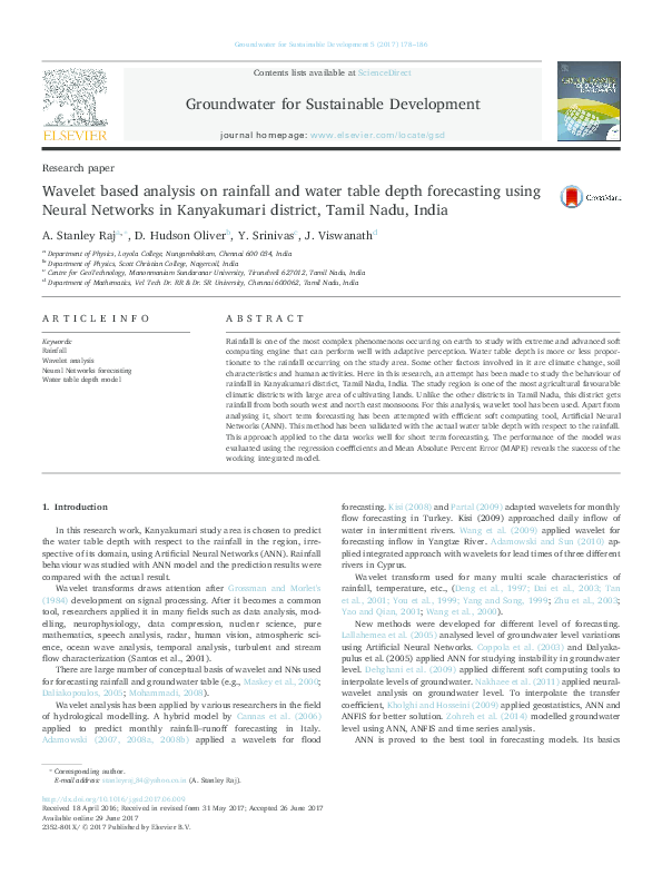 Pdf Wavelet Based Analysis On Rainfall And Water Table Depth Forecasting Using Neural Networks