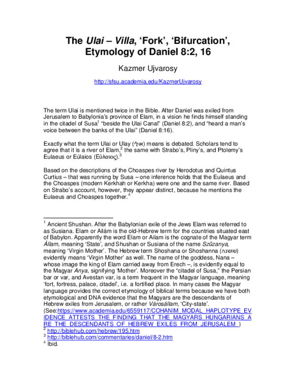 (PDF) The Ulai – Villa, ‘Fork’, ‘Bifurcation’, Etymology | Kazmer ...