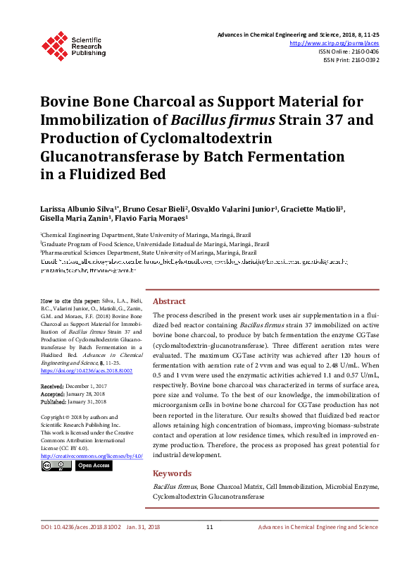 (PDF) Bovine Bone Charcoal as Support Material for Immobilization of ...