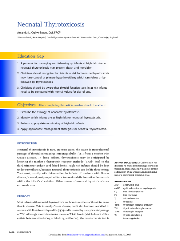 (PDF) Neonatal Thyrotoxicosis Education Gap