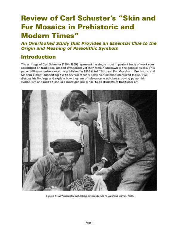 (PDF) Review of Carl Schuster's " Skin and Fur Mosaics in Prehistoric ...