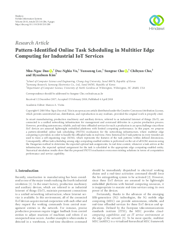 Pdf Pattern Identified Online Task Scheduling In Multitier Edge Computing For Industrial Iot