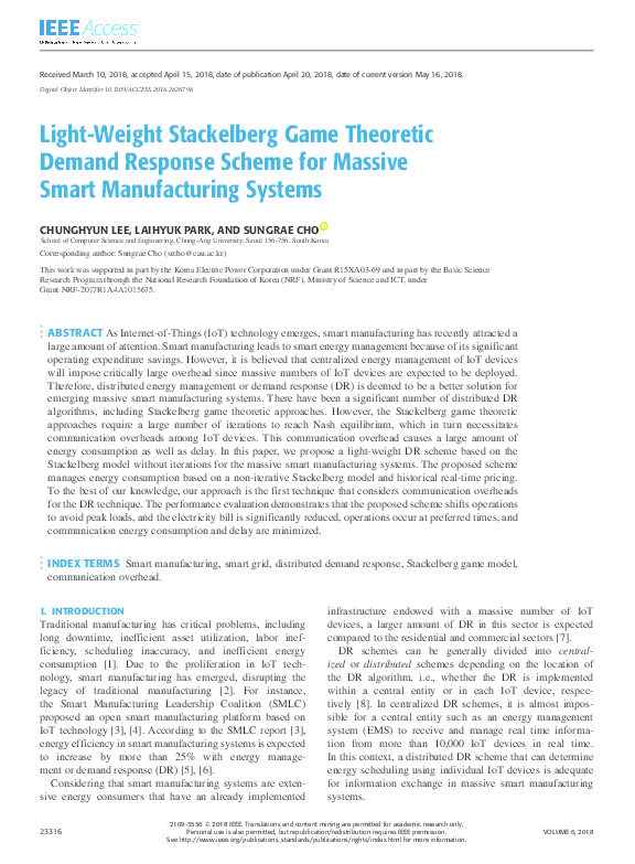 (PDF) Light-Weight Stackelberg Game Theoretic Demand Response Scheme for Massive Smart ...