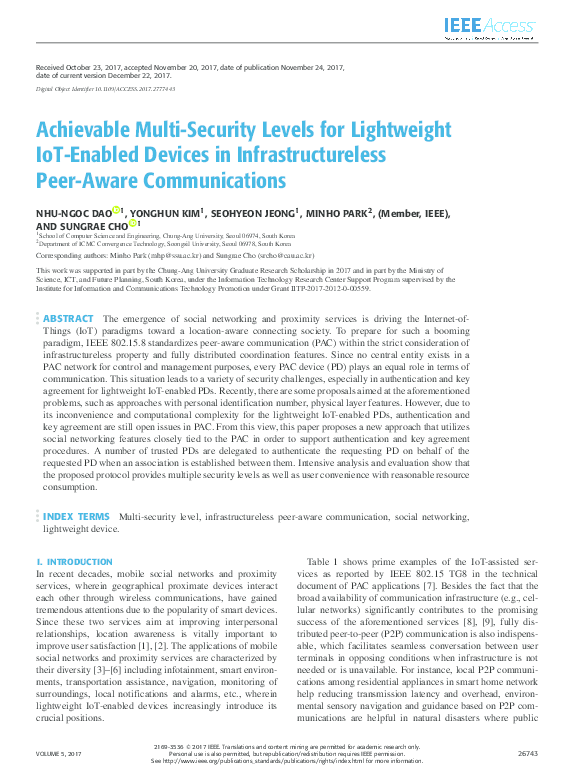 (PDF) Achievable Multi-Security Levels for Lightweight IoT-Enabled ...