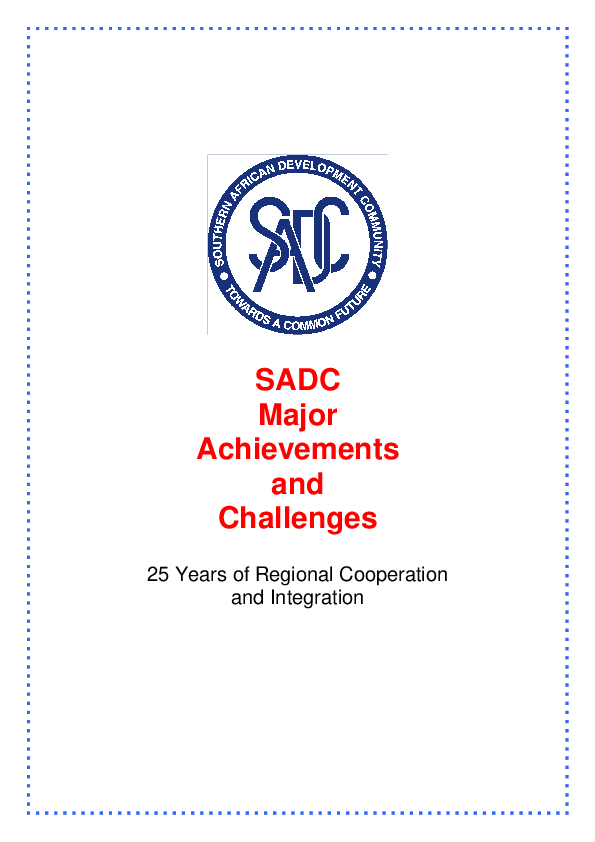 (PDF) SADC Major Achievements and Challenges 25 Years of Regional ...