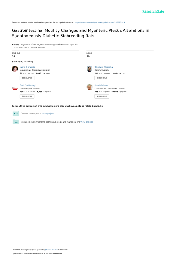 Gastrointestinal motility changes and myenteric plexus alterations in ...