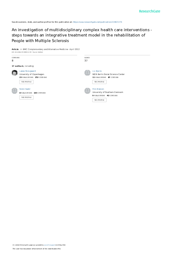 (PDF) An investigation of multidisciplinary complex health care ...