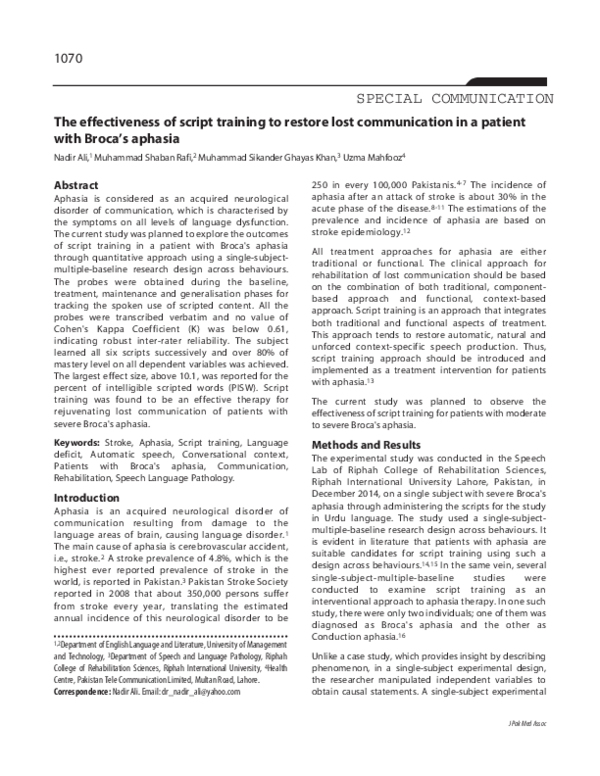 (PDF) The effectiveness of script training to restore lost ...