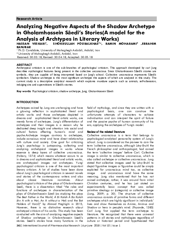 (PDF) Analyzing Negative Aspects of the Shadow Archetype in ...