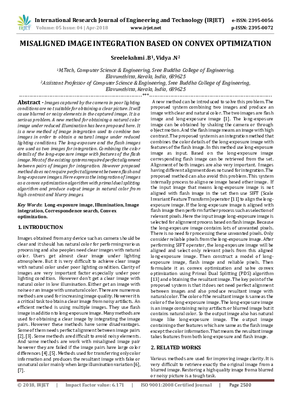 (PDF) MISALIGNED IMAGE INTEGRATION BASED ON CONVEX OPTIMIZATION | IRJET ...