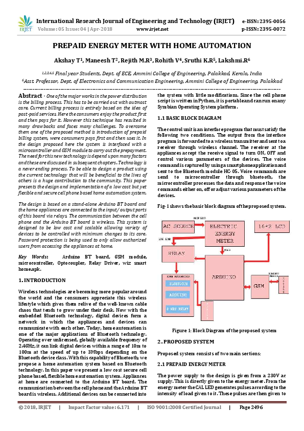 (PDF) PREPAID ENERGY METER WITH HOME AUTOMATION