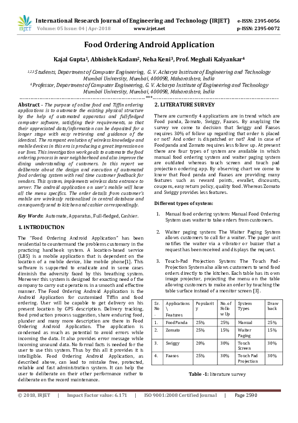 (PDF) Food Ordering Android Application