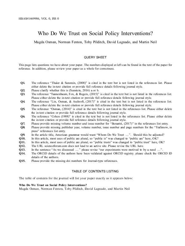 (PDF) Who Do We Trust on Social Policy Interventions | Magda Osman and ...