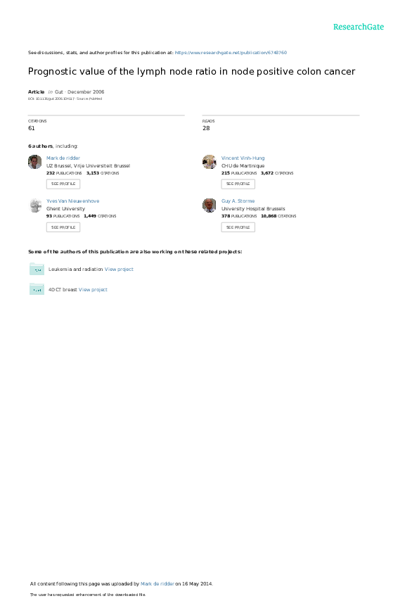 (PDF) Prognostic value of the lymph node ratio in node positive colon cancer