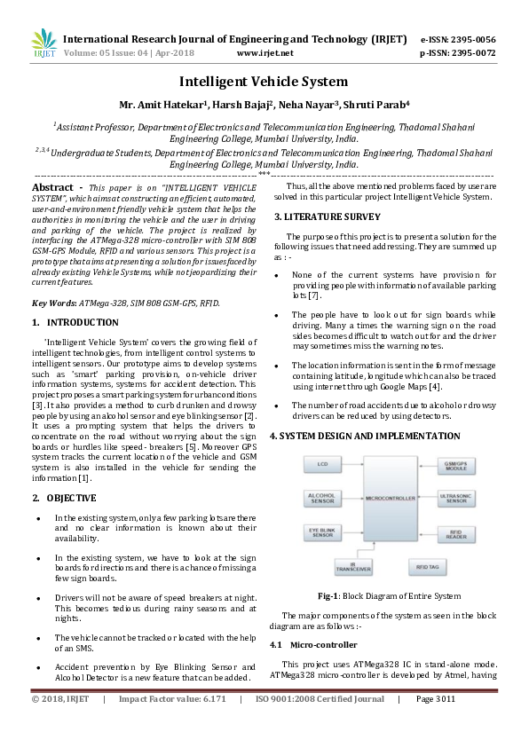 (PDF) Intelligent Vehicle System