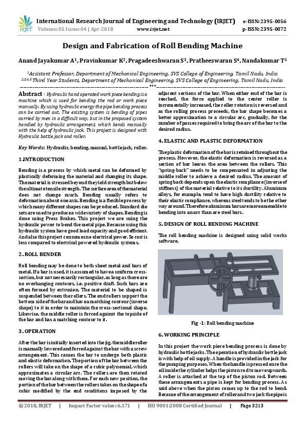 (PDF) Design and Fabrication of Roll Bending Machine